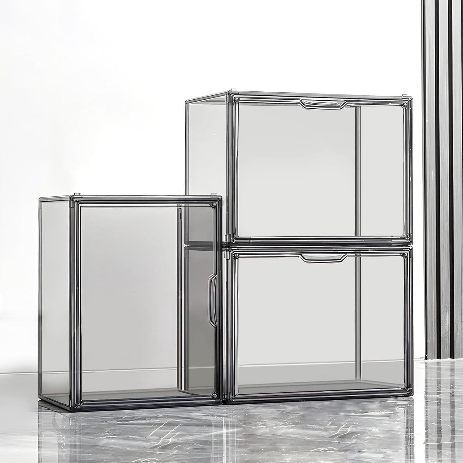 Clear Stackable Plastic Storage Bins with Magnetic Lid, Dustproof Book ...
