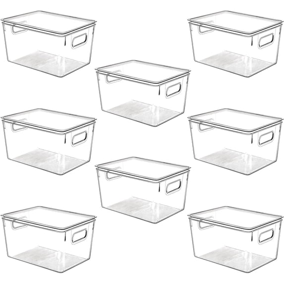 Clear Stackable Plastic Storage Bins with Lids, 11.2 x 7.5 x 6 Inches ...