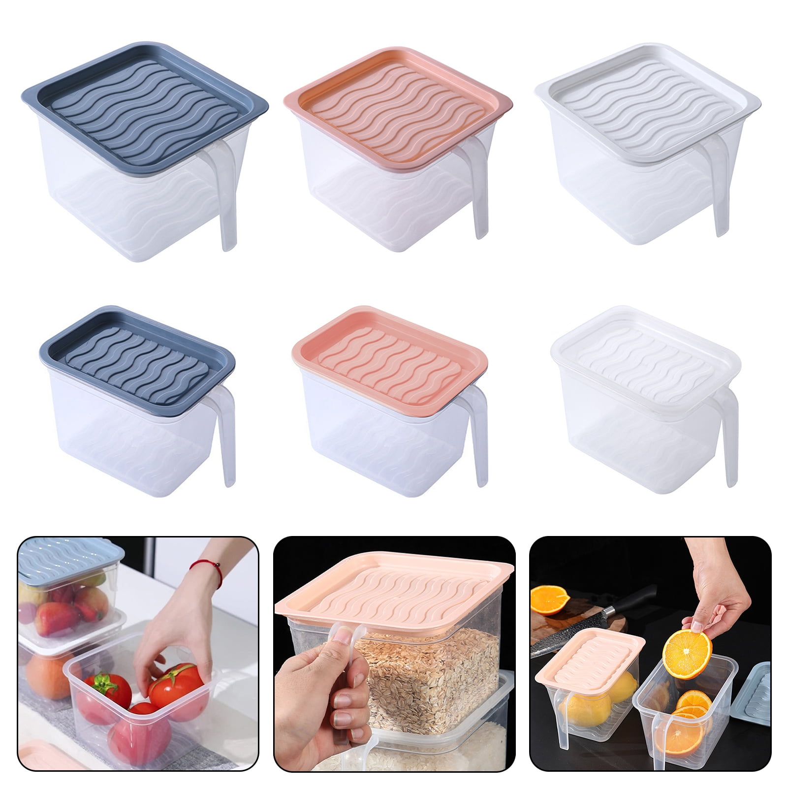 Clear Stackable Refrigerator Storage Box with Lid Handle Large Capacity ...