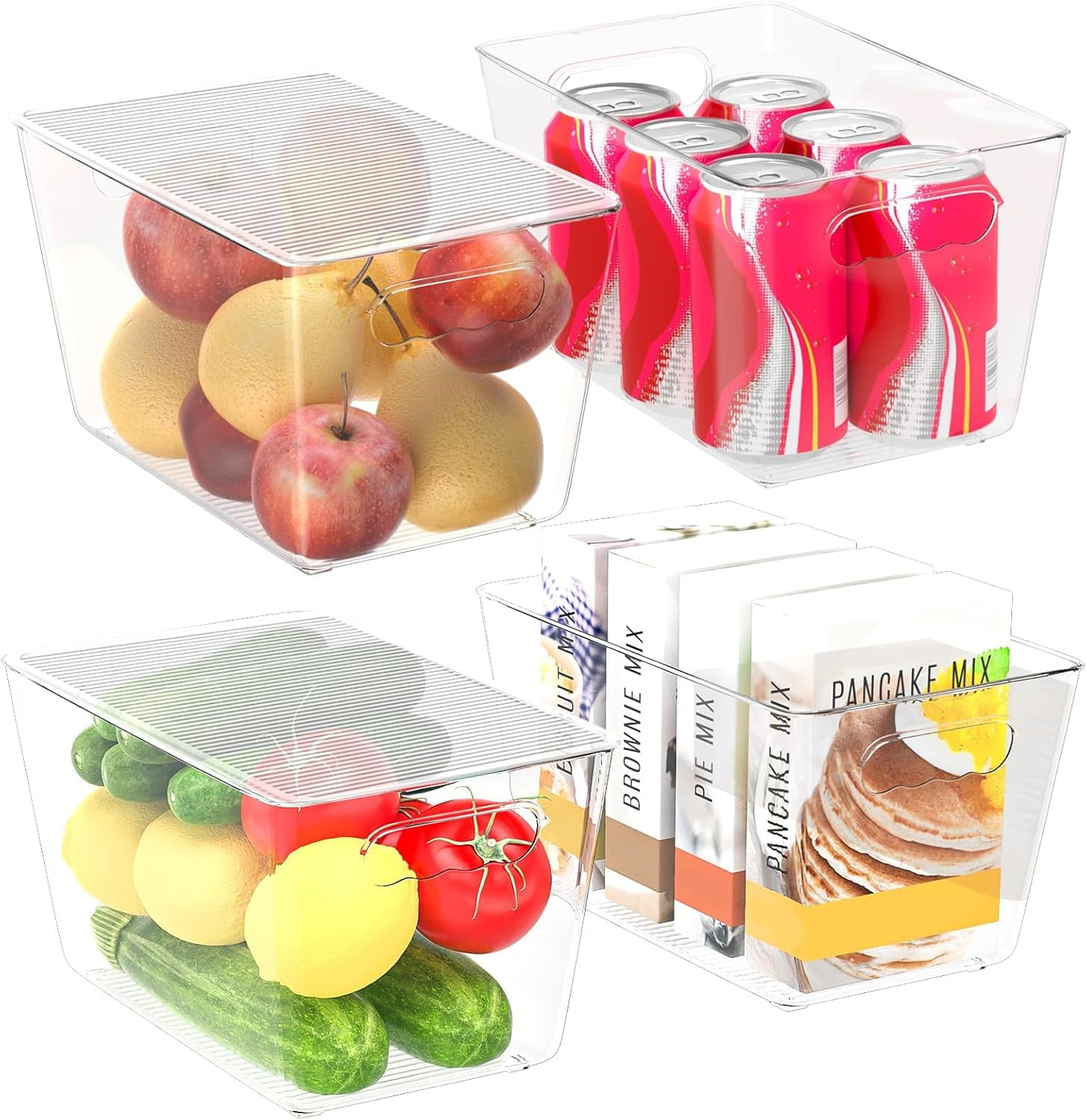 Clear Stackable Storage Bins with Lids, Plastic Containers with Handle ...