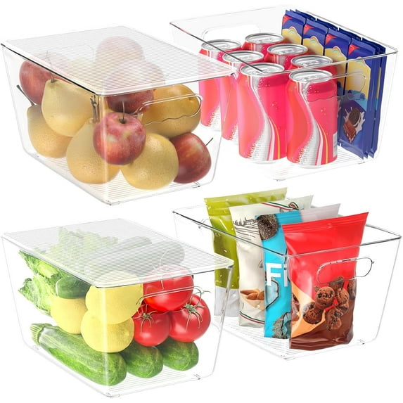 Clear Stackable Storage Bins with Lids, Plastic Containers with Handle ...