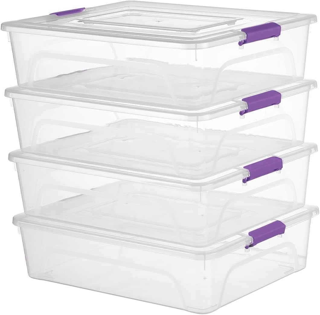 Clear Stackable Storage Bins with lid Storage Boxes Durable Plastic ...