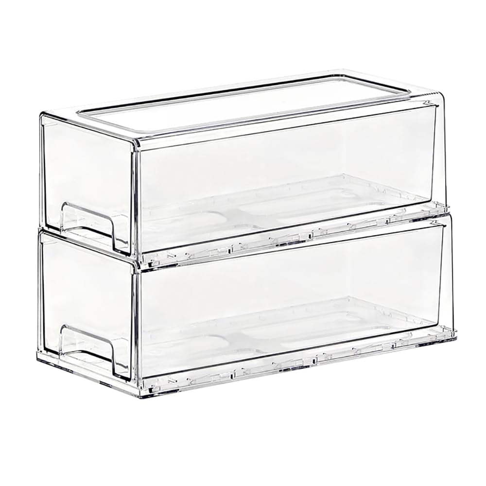 Clear Stackable Storage Drawers for Refrigerator Pantry, Plastic Pull ...