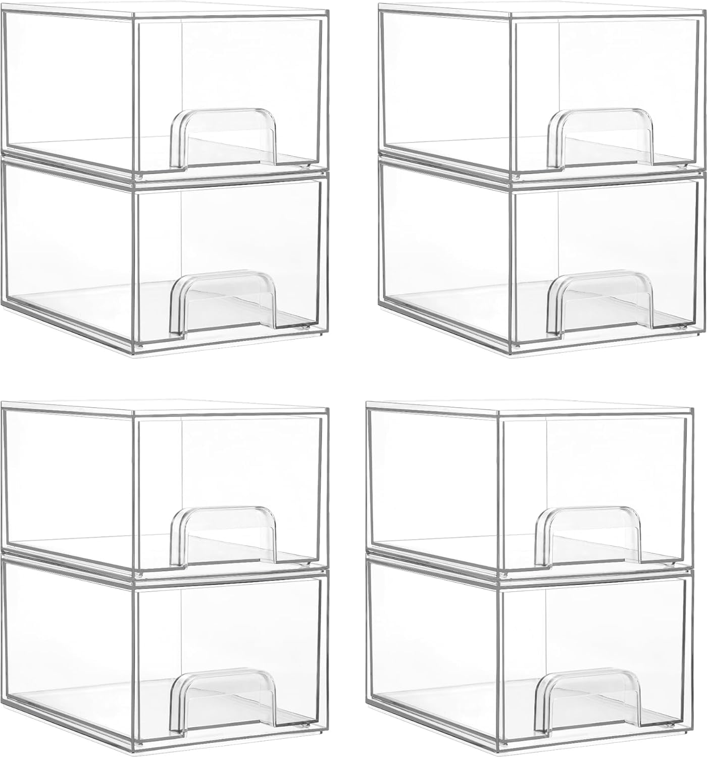 Clear Stackable Storage Drawers, Tall Acrylic Bathroom Makeup Organizer ...