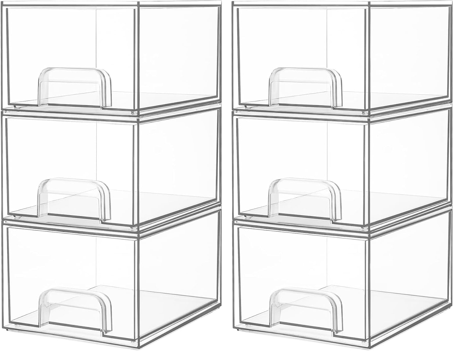 Clear Stackable Storage Drawers, Tall Acrylic Bathroom Makeup Organizer ...