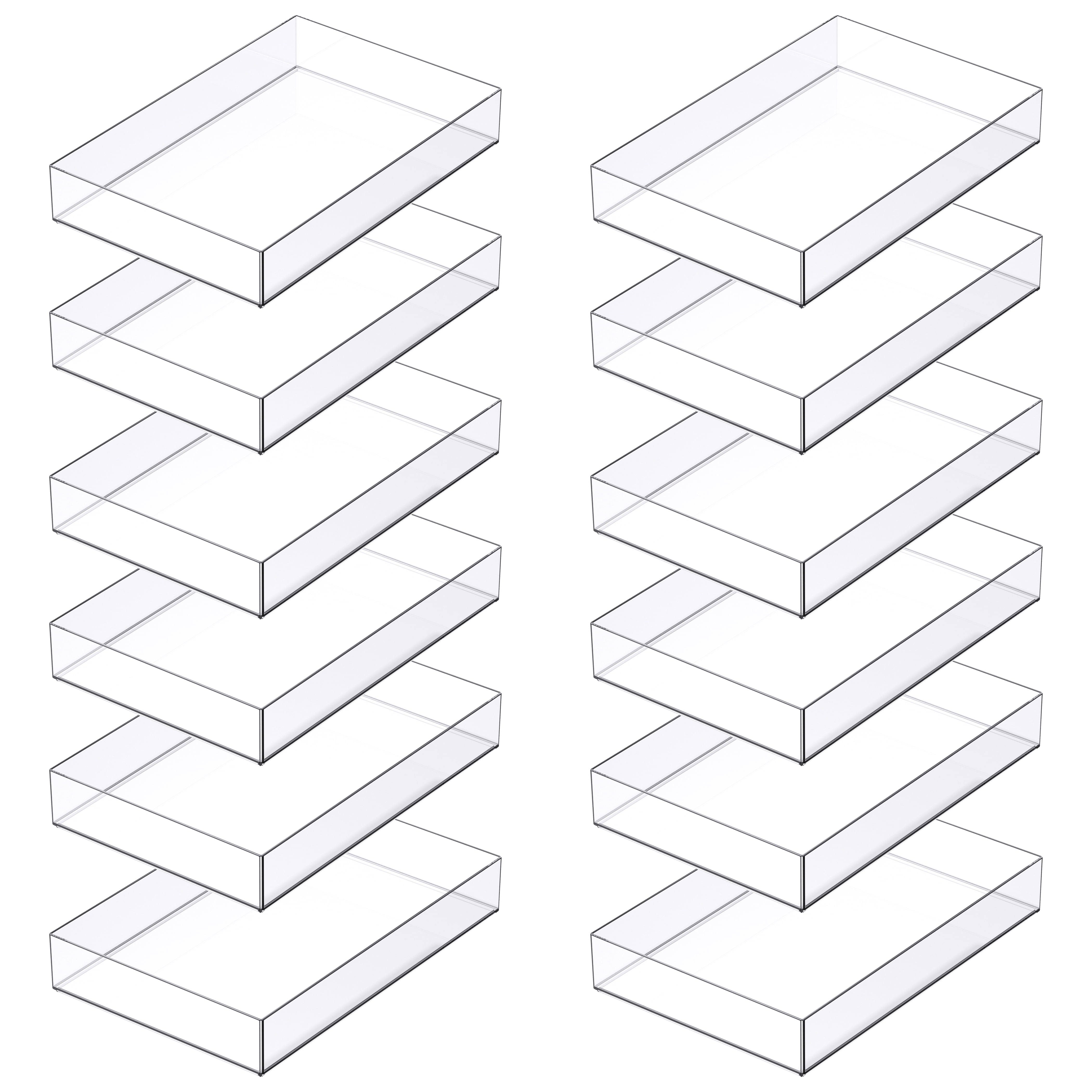 Clear Stacking Storage Trays by Simply Tidy – 12" x 8" Slim Plastic ...