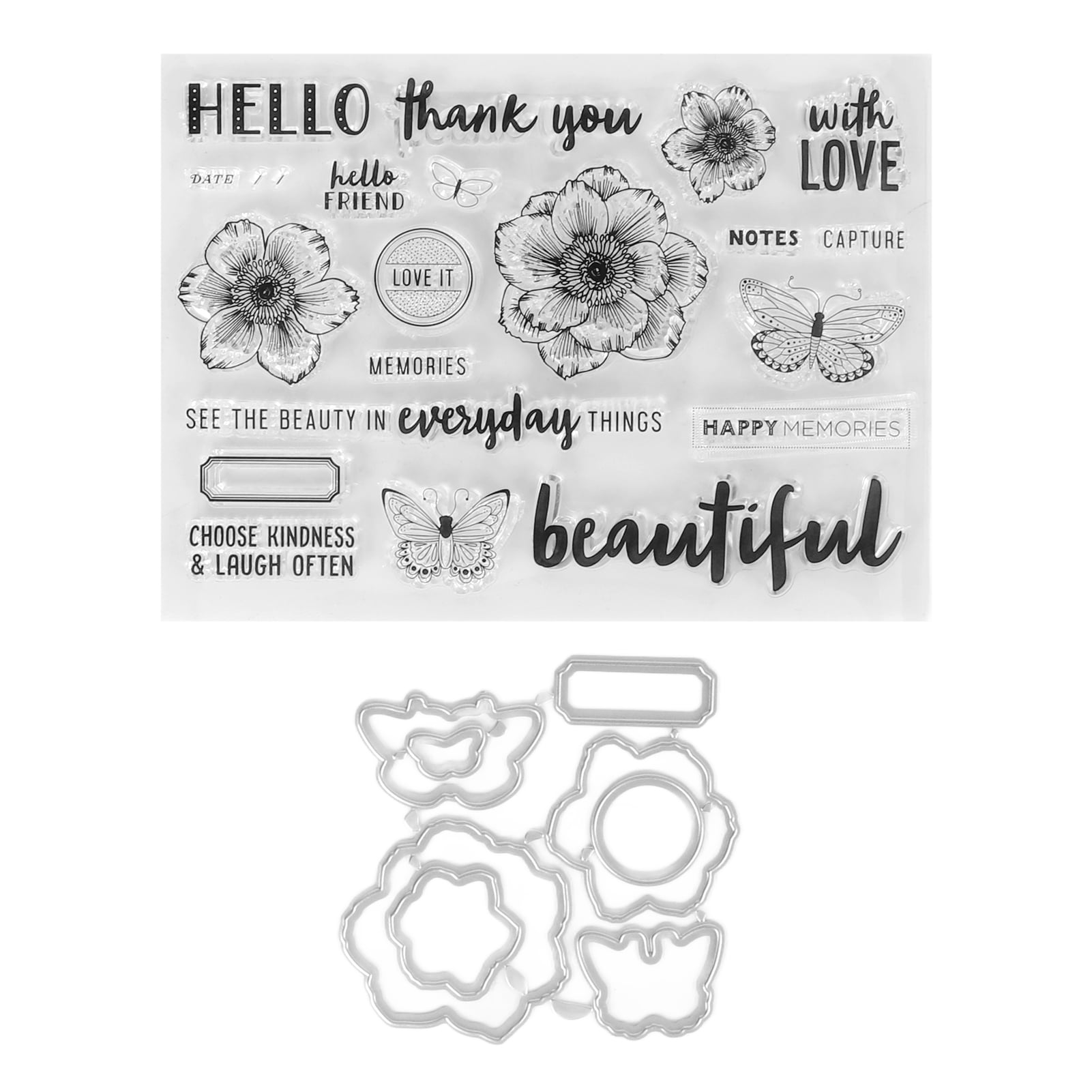 Clear Stamp Kit Unique Flower Butterfly Design Transparent Template ...