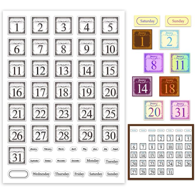 Clear Stamps Numbers Stamps Transparent Silicone Calendar Stamp Set ...