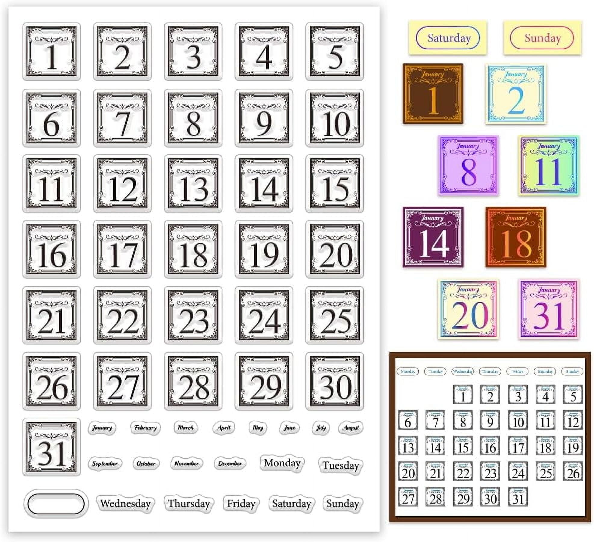 Clear Stamps Numbers Stamps Transparent Silicone Calendar Stamp Set ...