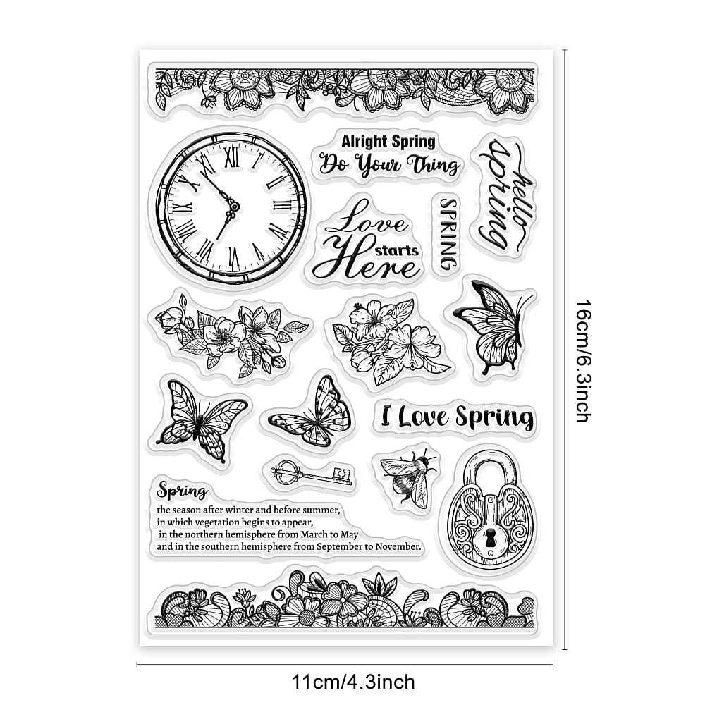 Clear Stamps Spring Flower Transparent Stamps Butterfly Silicone Stamp ...