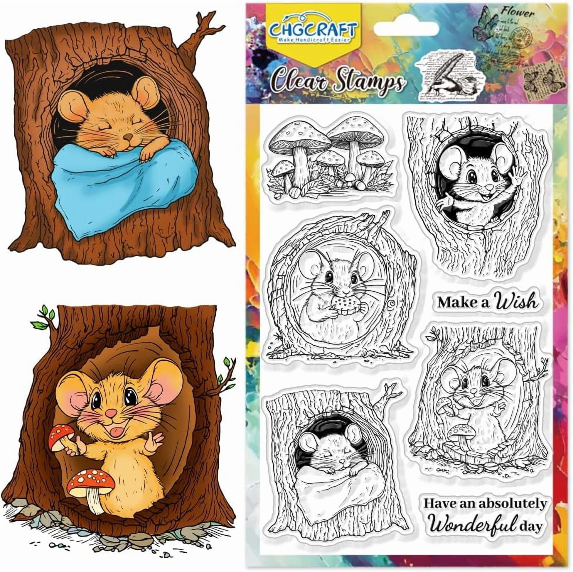 Clear Stamps Tree Hole Mouse Sleeping Transparent Stamps Mushroom Mouse ...