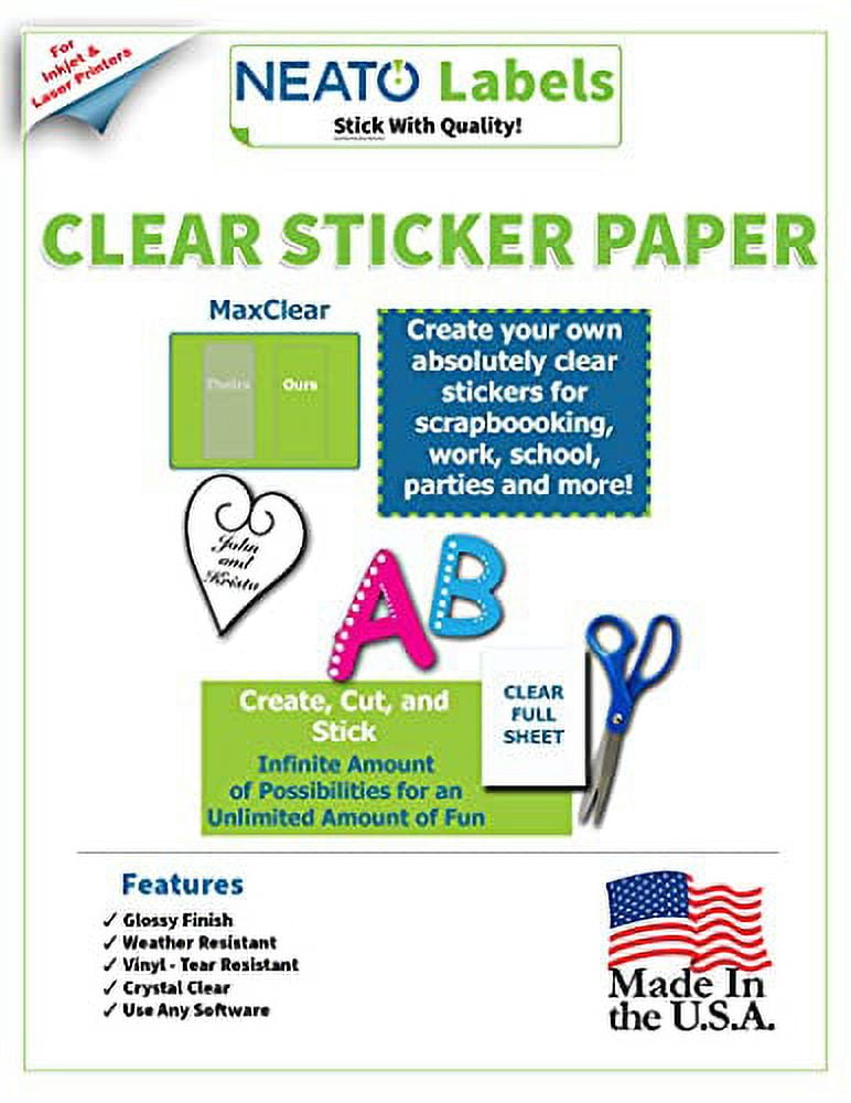 Clear Sticker Paper - Vinyl Full Sheet Label - Weatherproof - for ...
