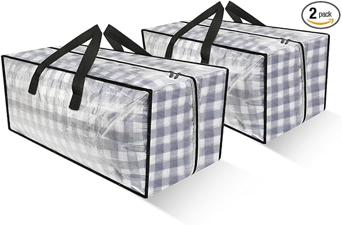 Clear Storage Bags with Zipper, 2 Pack Large Moving Bags Heavy Duty ...