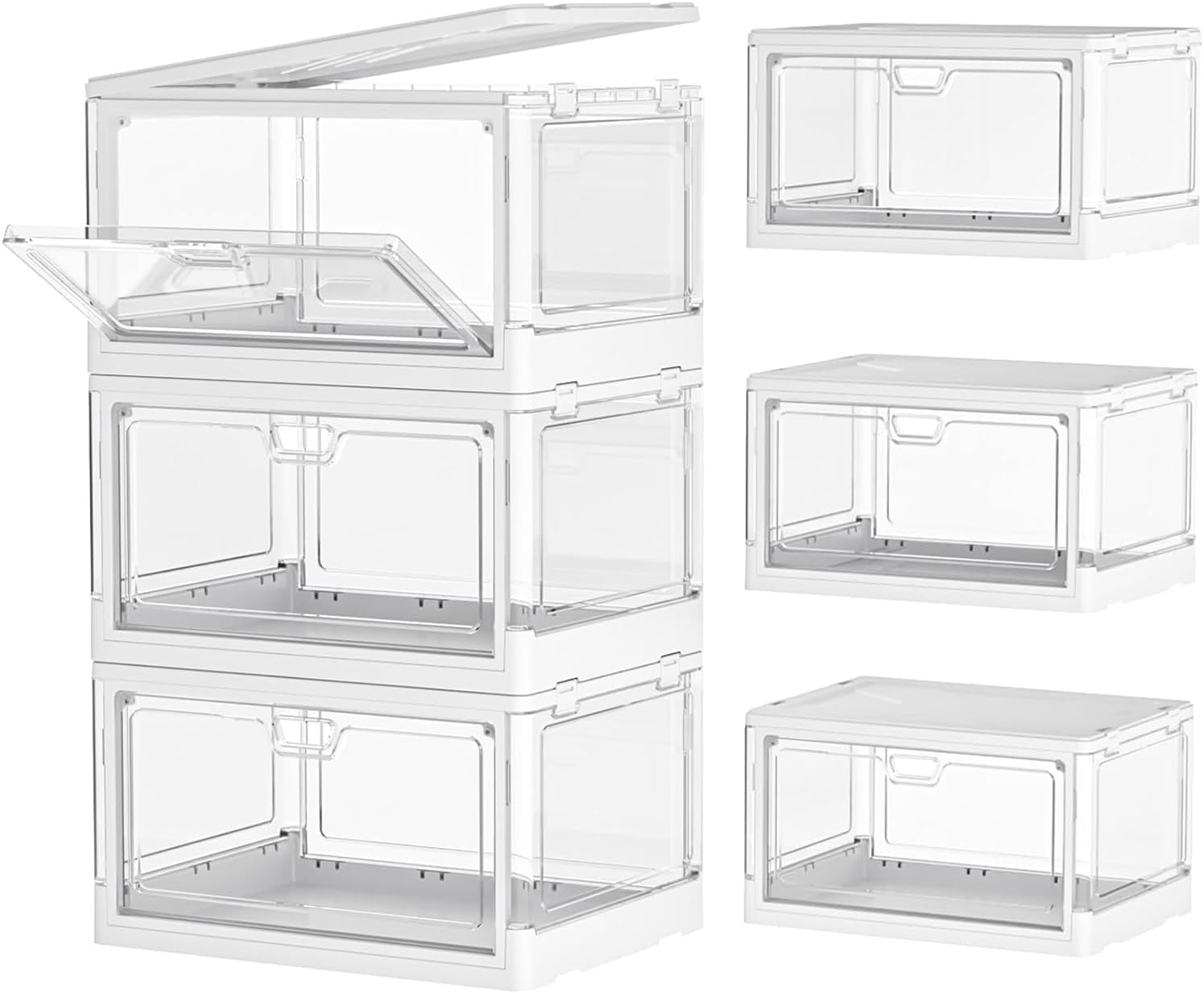 Clear Storage Bin with Lid 3 Pack 【Stackable & Sturdy】Plastic ...