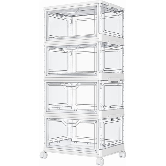 Clear Storage Bin with Lid 4 Pack 【Stackable & Sturdy】 Plastic ...