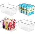 Clear Storage Bins, 4 Small Pantry Organizer Bins with Handle for ...