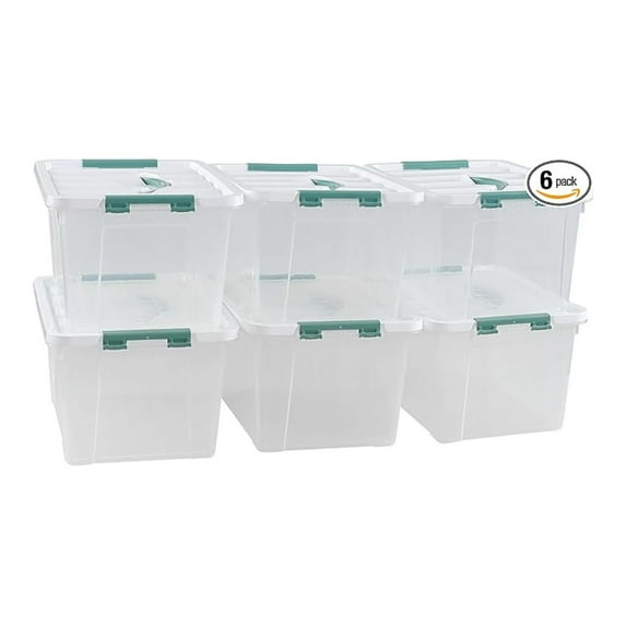 Clear Storage Bins 6 Pack - 14L Plastic Storage Boxes with Lids ...