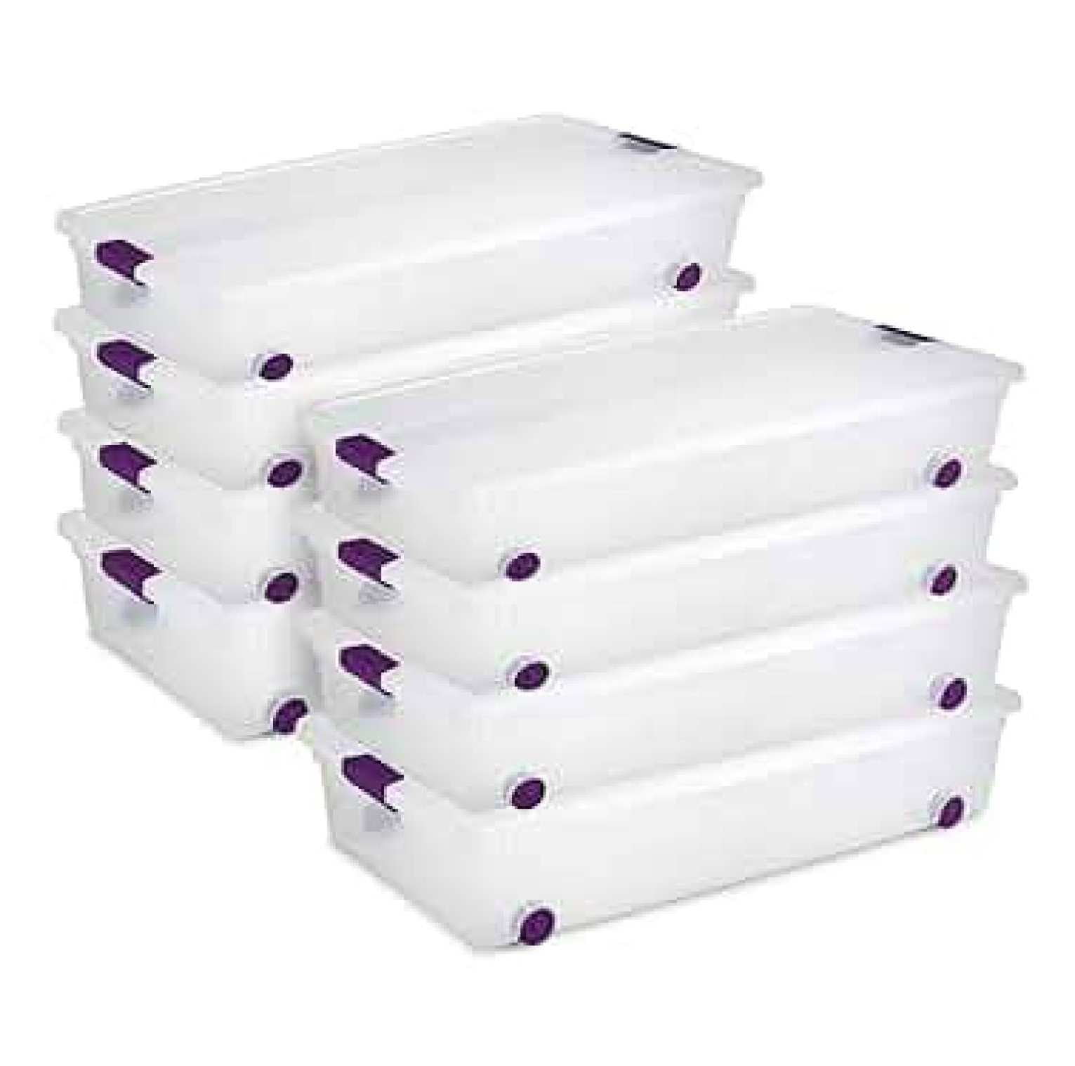 Clear Storage Bins 8-Pack, 60 Quart Latch Boxes with Wheels - Underbed ...