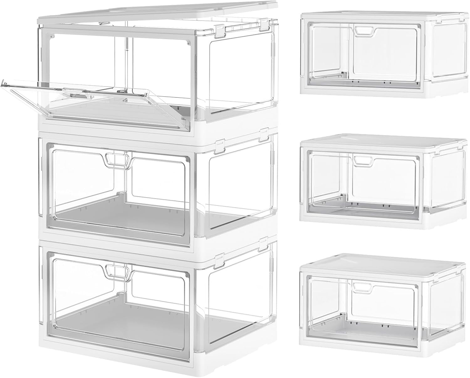 Clear Storage Bins with Lids 3 Packs - 24Qt Stackable Storage Bins ...