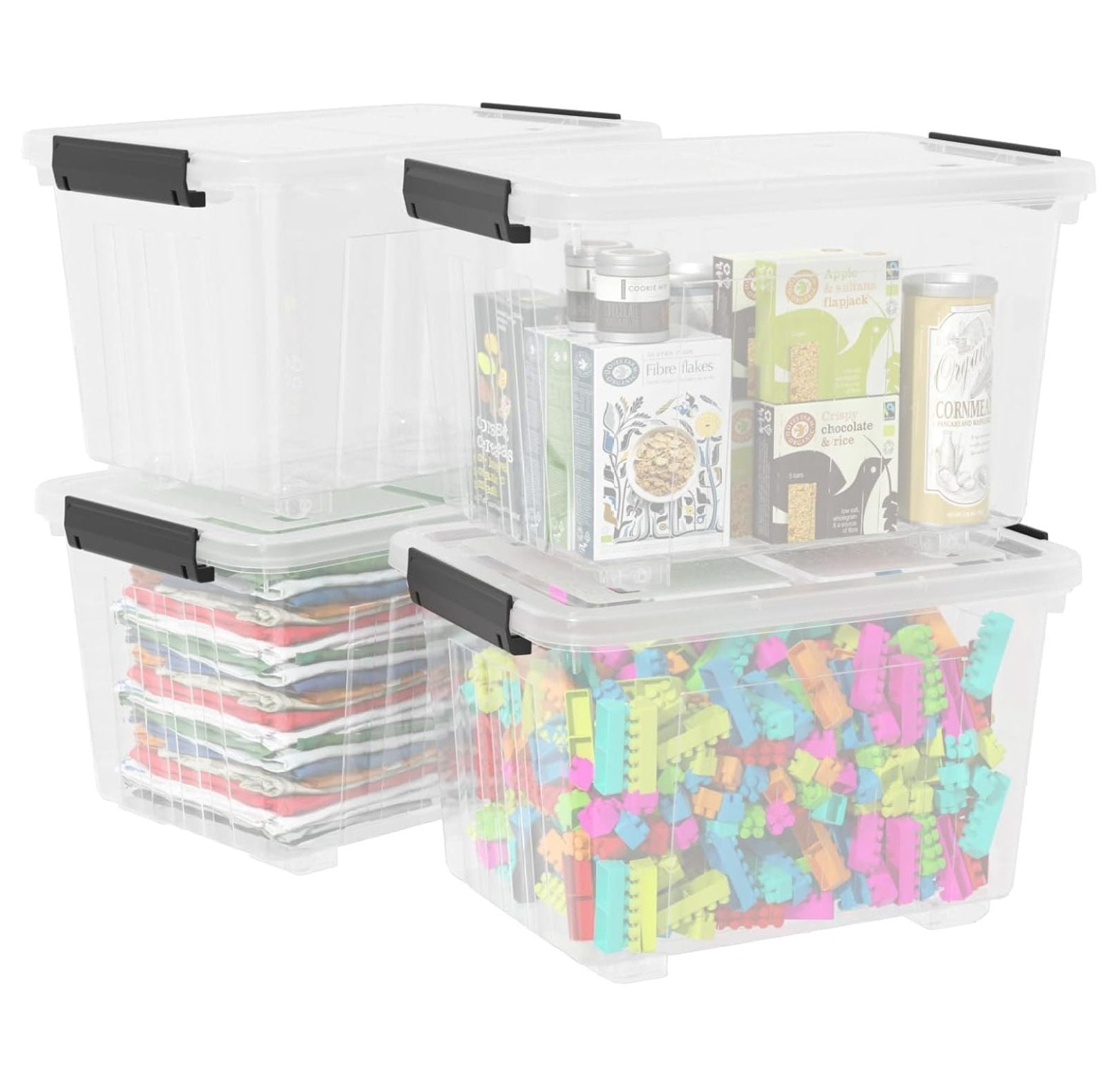 Clear Storage Bins with Lids (4-Pack) - 30 Quart Plastic Totes - 17.7 x ...