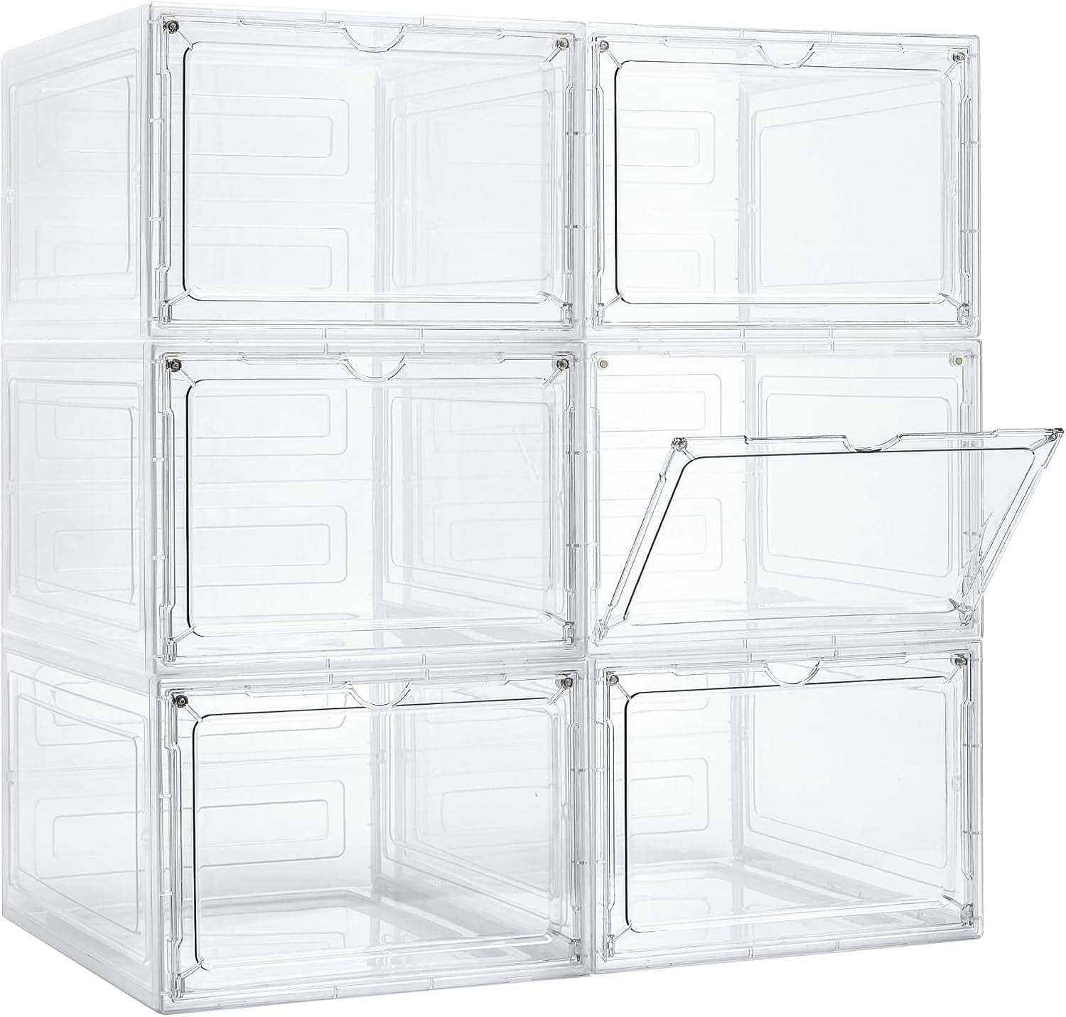 Clear Storage Bins with Lids，6pcs×19.5 Qt Plastic Storage Containers ...
