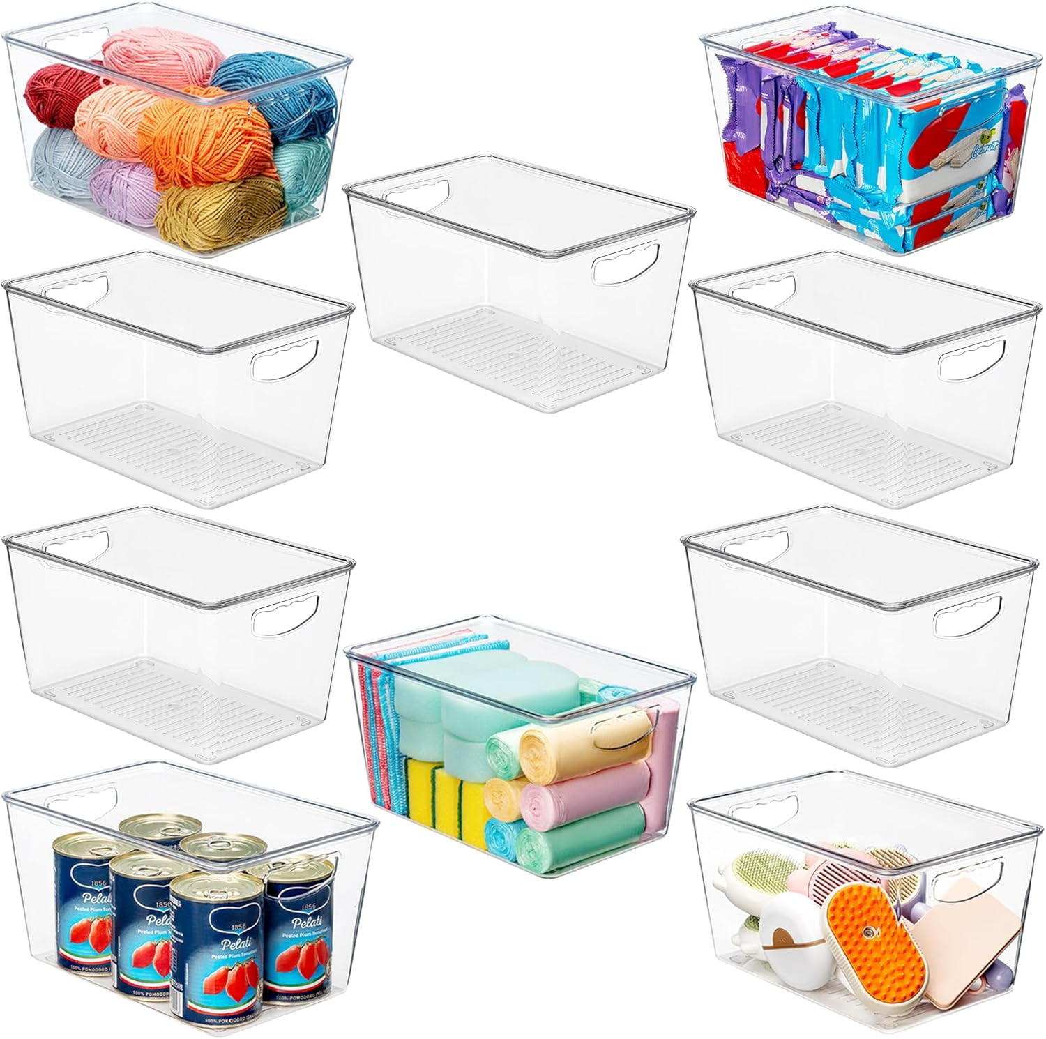 Clear Storage Bins with Lids - Large Plastic Containers for Pantry ...