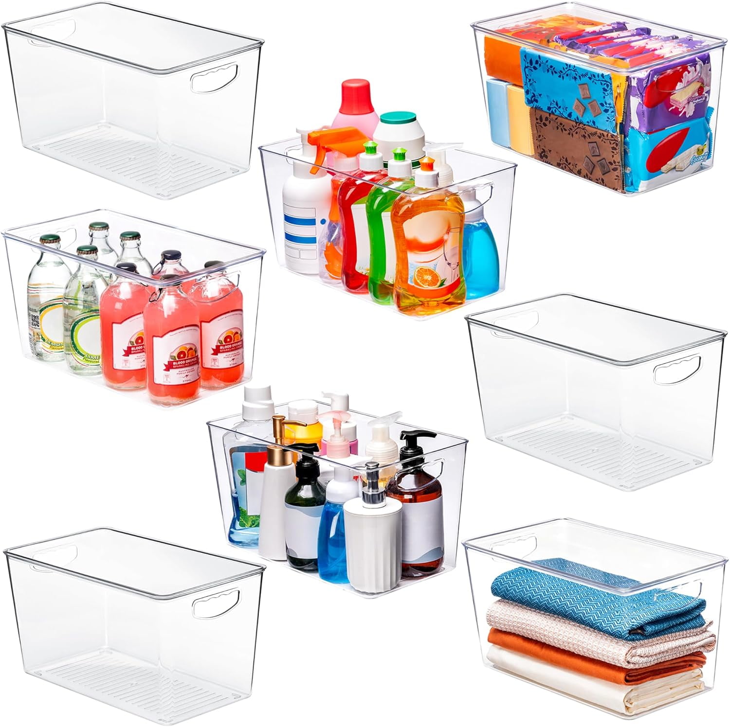 Clear Storage Bins with Lids - Plastic Containers for Pantry ...