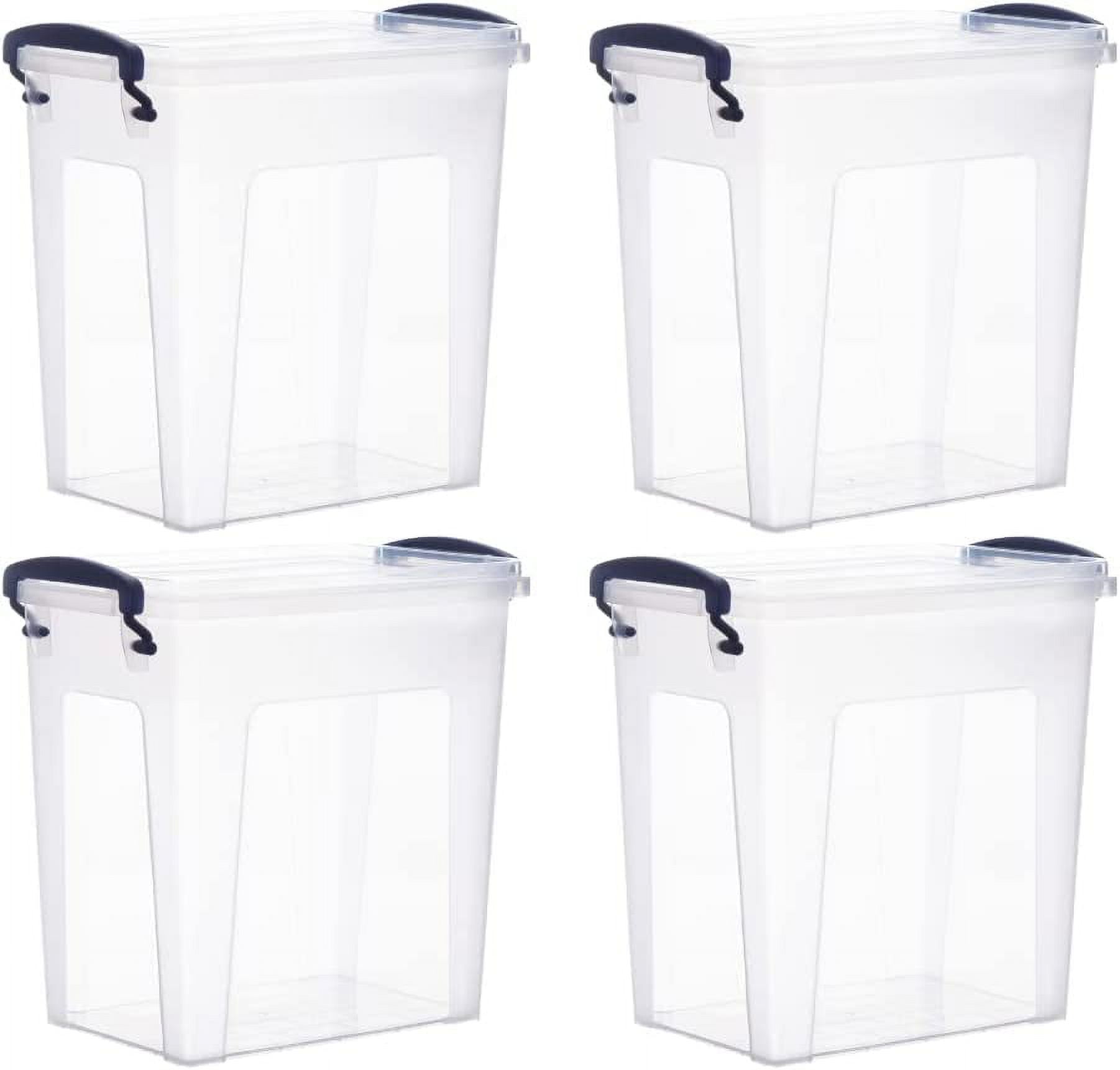 Clear Storage Bins with Lids, Stackable Deep Storage Boxes with Latches ...
