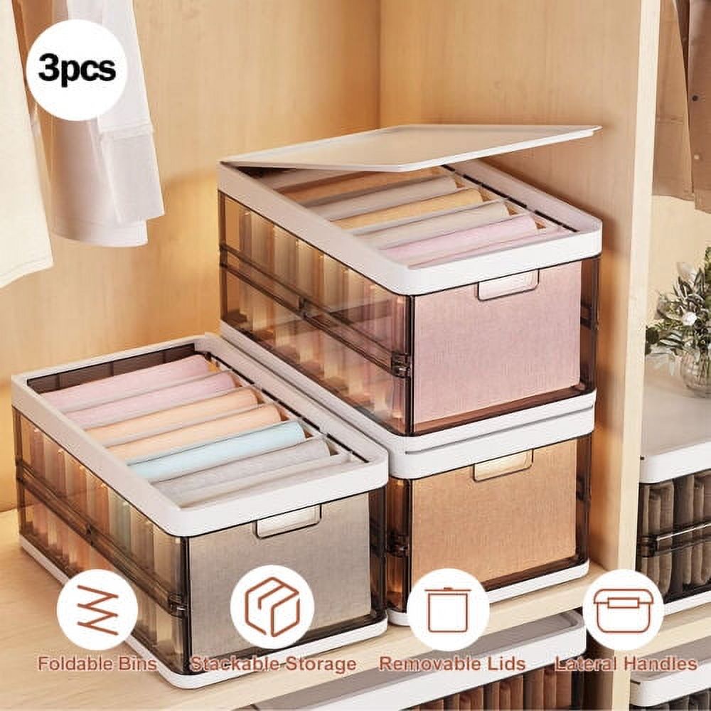 Clear Storage Bins Organizer Stackable Shoe Boxes with Lid & Handle ...