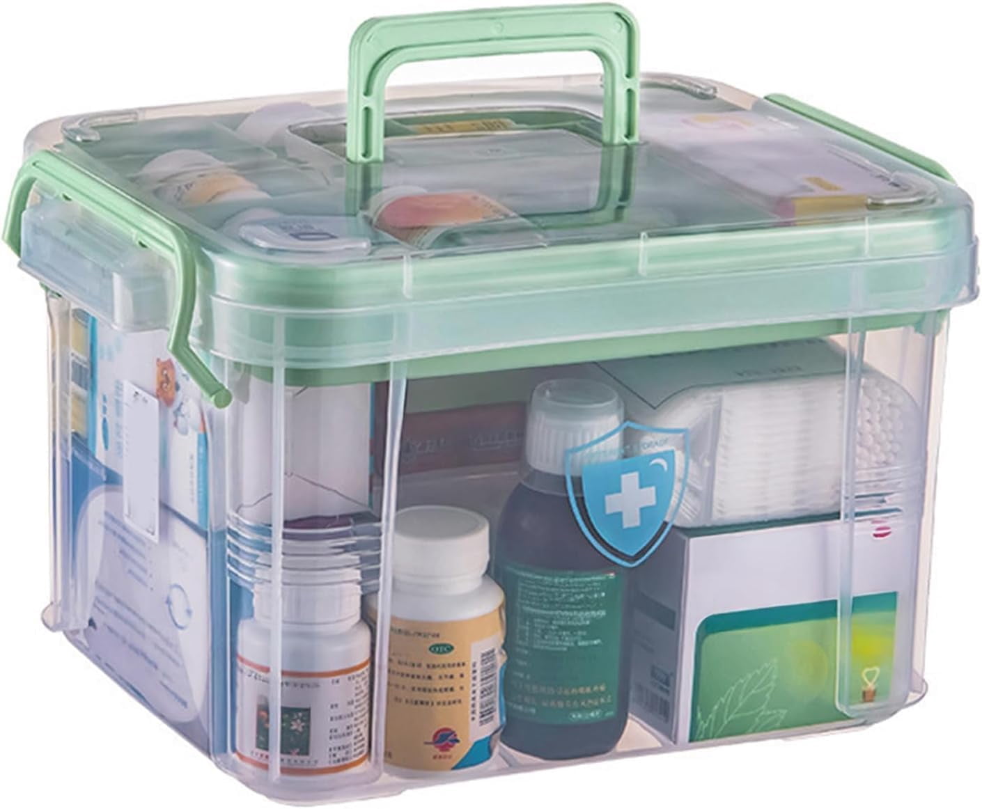 Clear Storage Box Container, First Aid Box Organizer with Handles ...