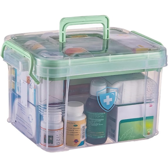 Clear Storage Box Container, First Aid Box Organizer with Handles ...