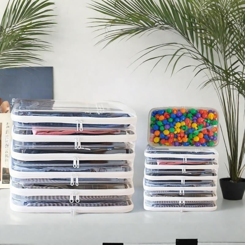 Clear Storage Box Set, 6 Counts/set Large Capacity Zipper Storage Box ...