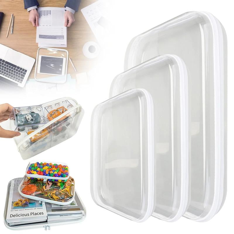 Clear Storage Box with Zipper, 1/2/3 Counts Multi-functional Storage ...