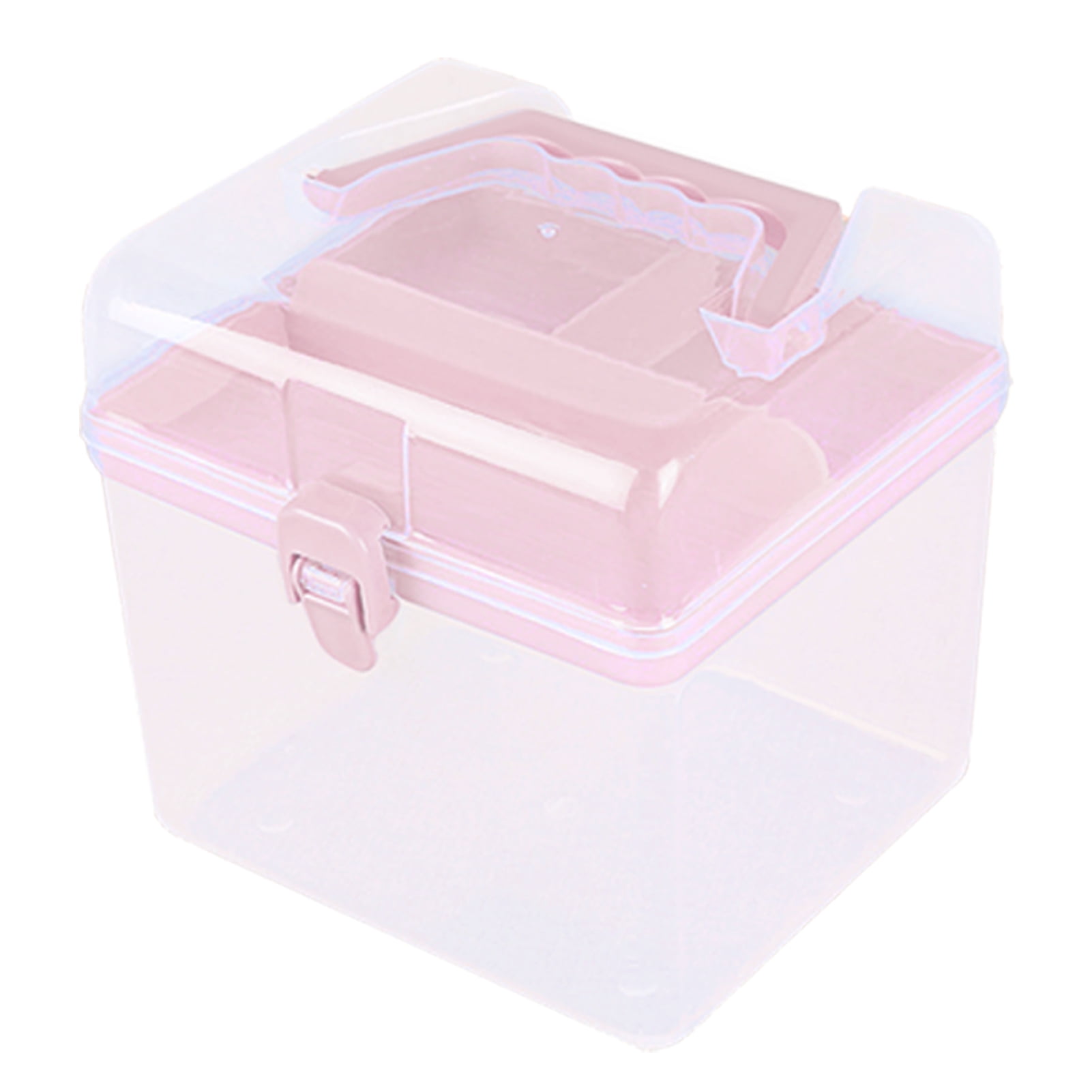 Clear Storage Box with Removable Tray - Double Layer Portable ...