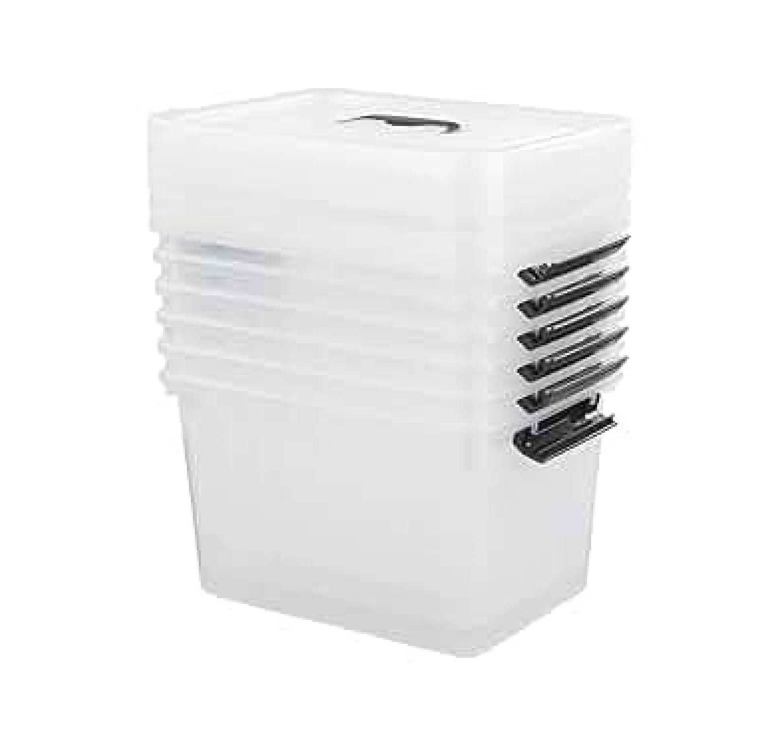 Clear Storage Boxes 6-Pack, 10 Liter Plastic Bins with Lids & Handles ...