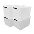 Clear Storage Boxes 70L 4-Pack, Plastic Storage Containers with Wheels ...