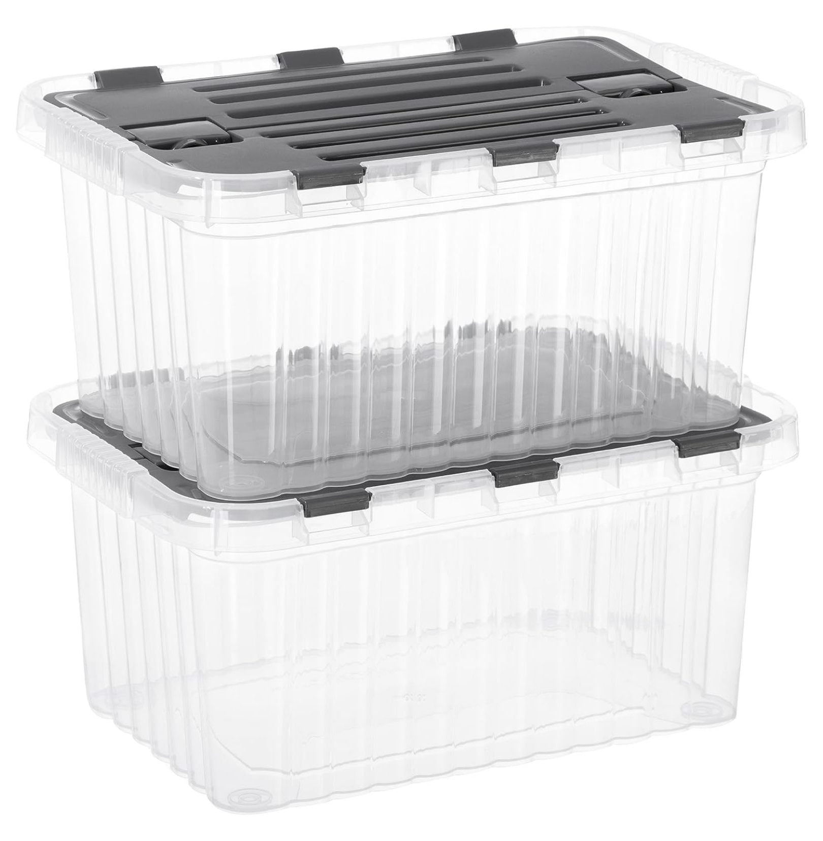 Clear Storage Boxes with Attached Lids, Plastic Container Bins with ...