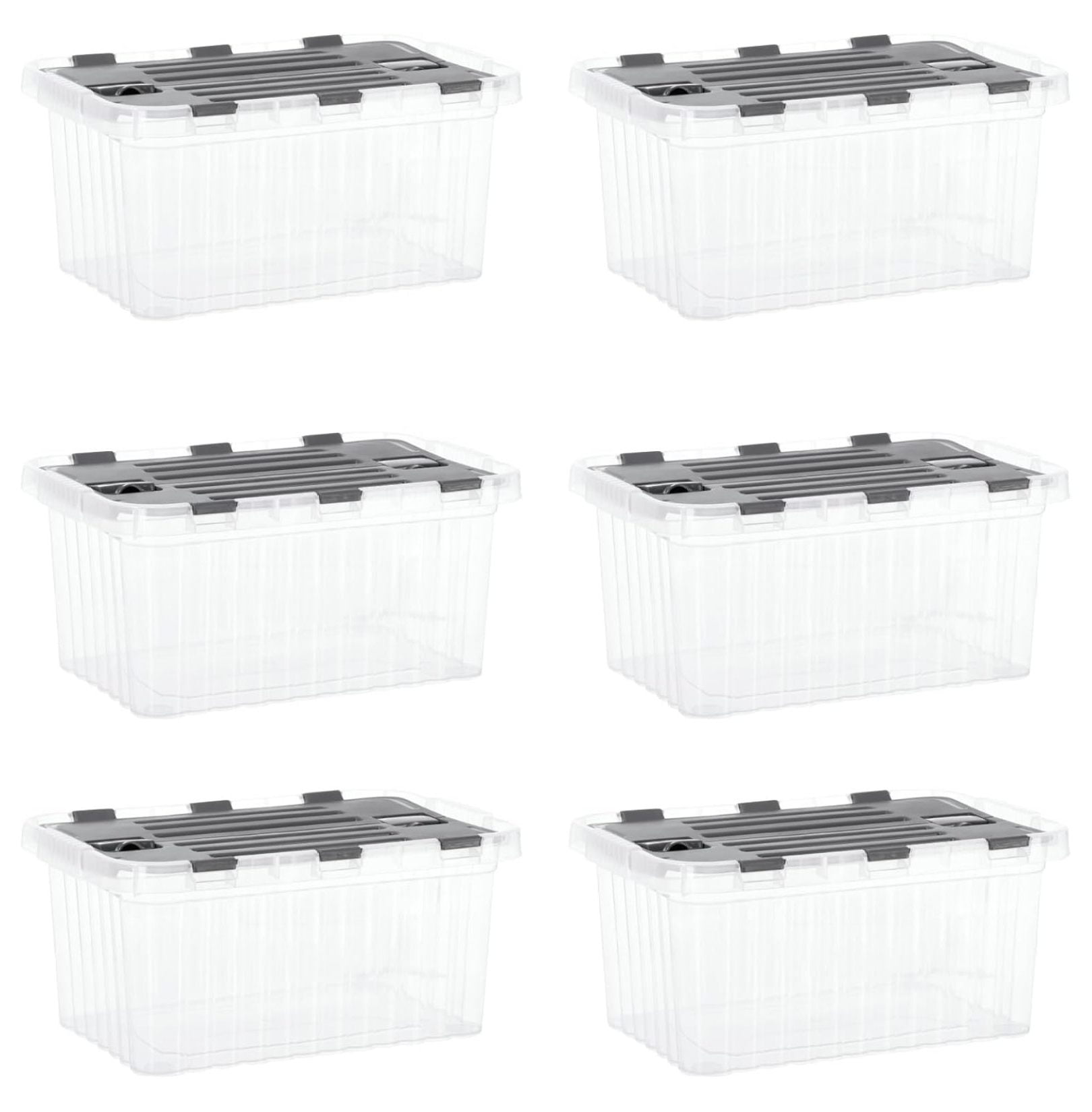Clear Storage Boxes with Attached Lids, Plastic Container Bins with ...