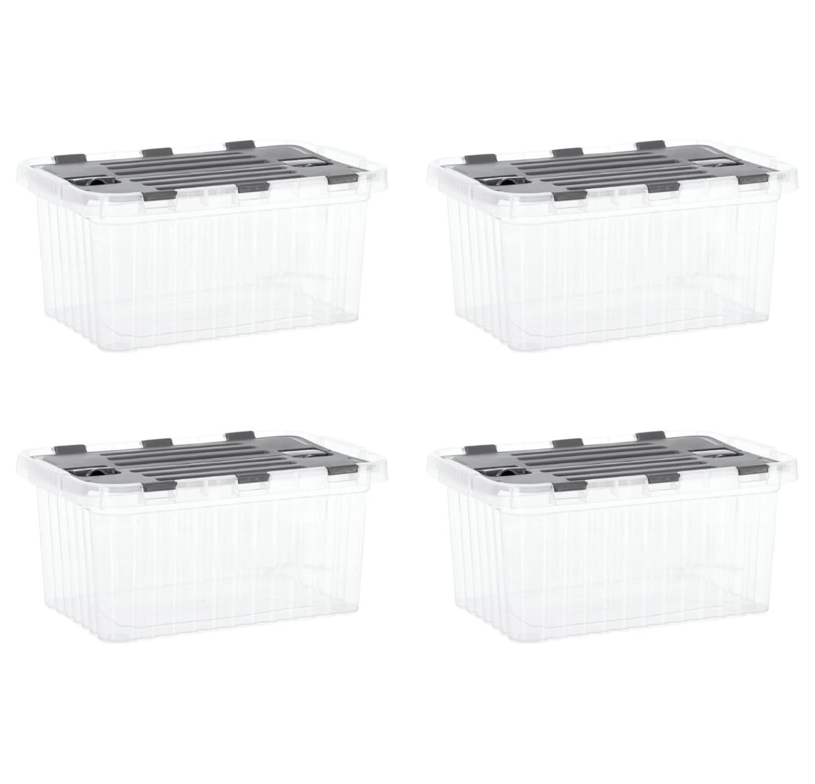 Clear Storage Boxes with Attached Lids, Plastic Container Bins with ...