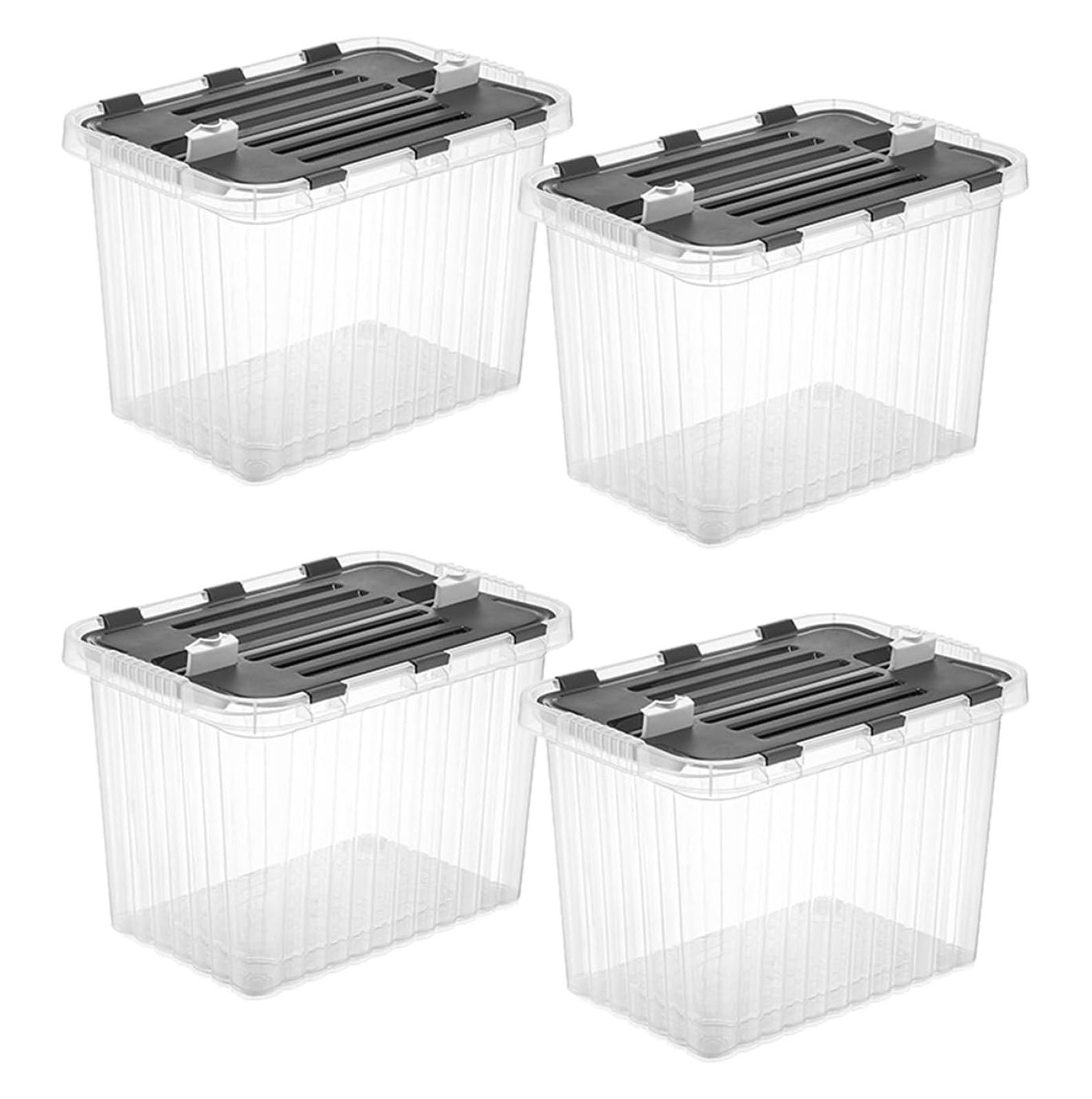 Clear Storage Boxes with Attached Lids, Plastic Container Bins with ...