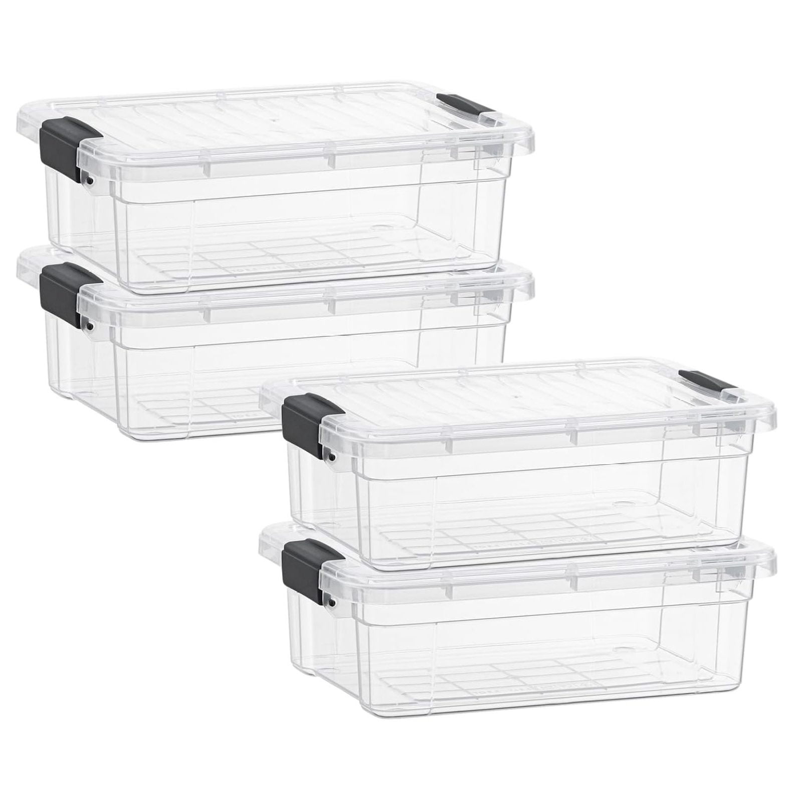 Clear Storage Boxes with Lids, 1.15 Quart Plastic Container Bins for ...