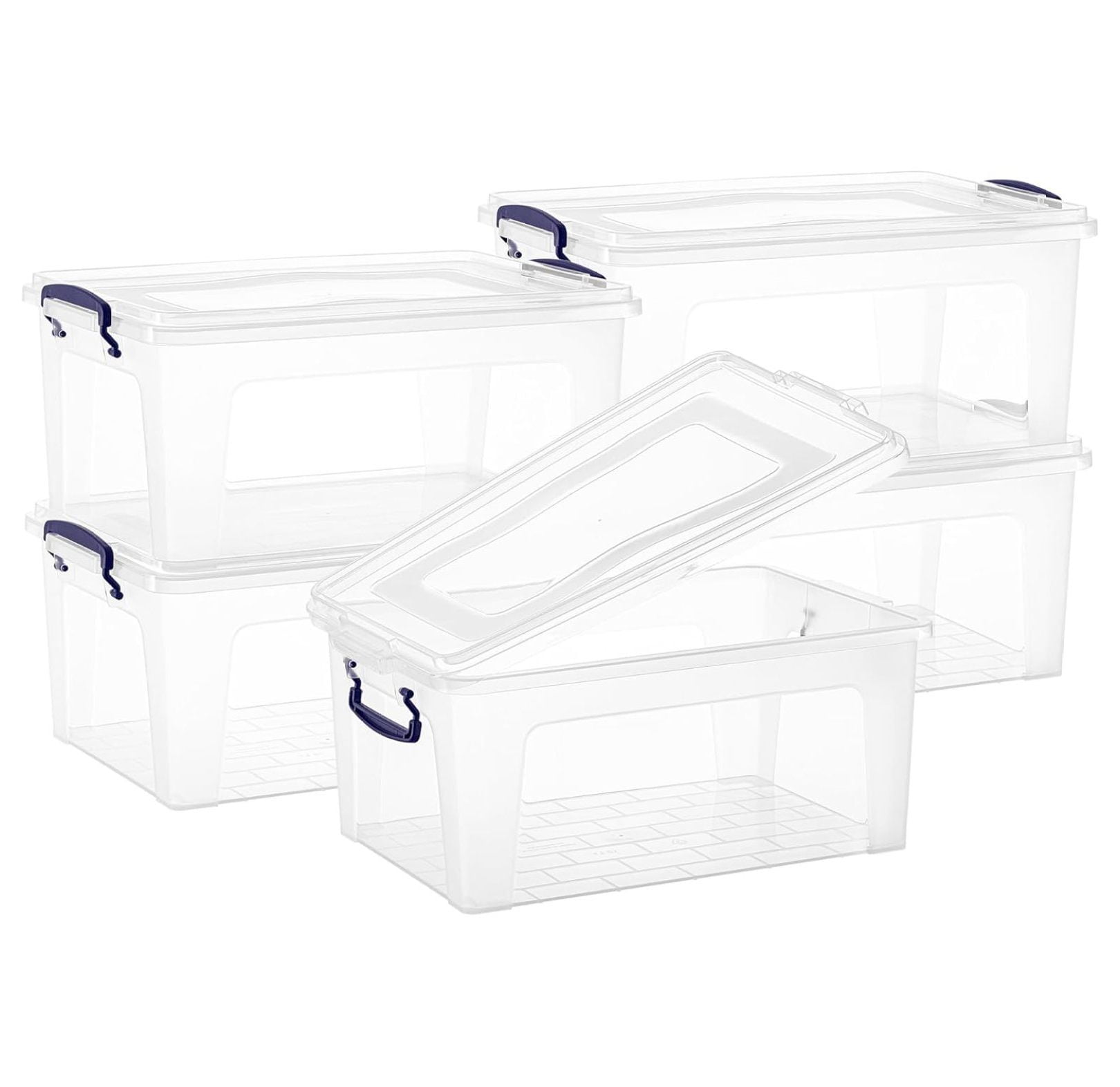 Clear Storage Boxes with Lids, 16 Quart BPA Plastic Containers, Bins ...