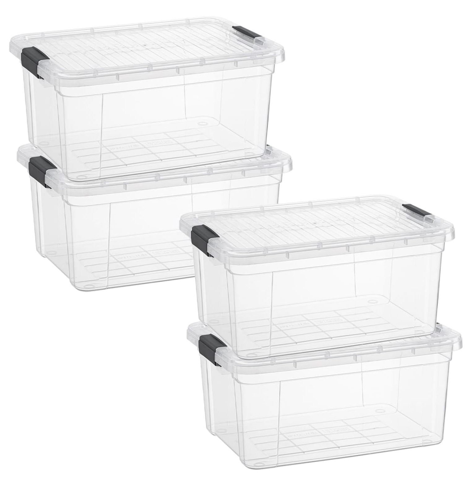 Clear Storage Boxes with Lids, 3.5 Quart Plastic Container Bins for ...
