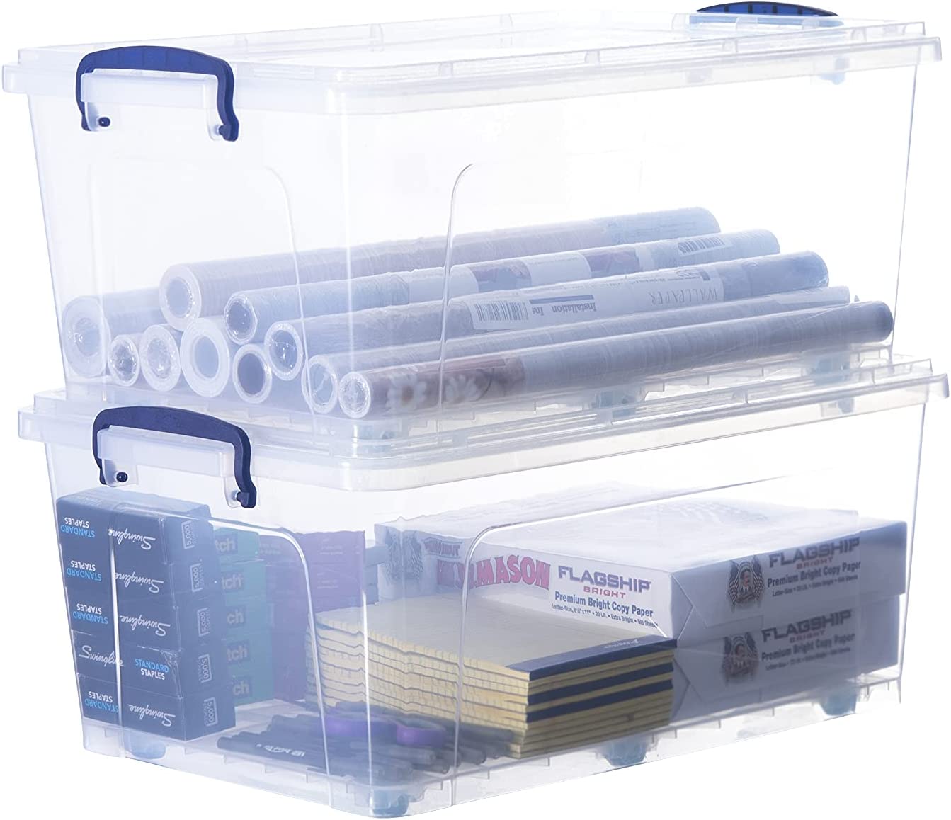 Clear Storage Boxes With Wheels (2 Pack), Heavy Duty Containers With ...