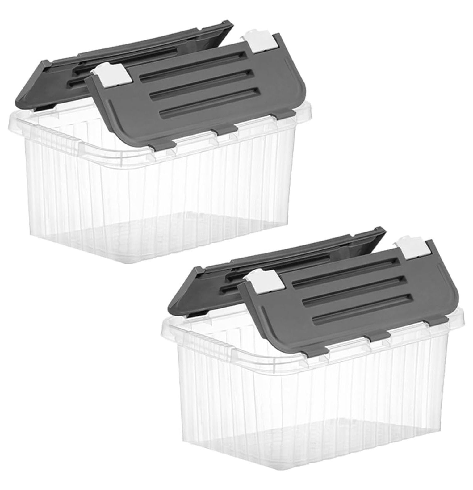 Clear Storage Boxes with Hinged Lids, 10 Quart, Plastic Container Bins ...
