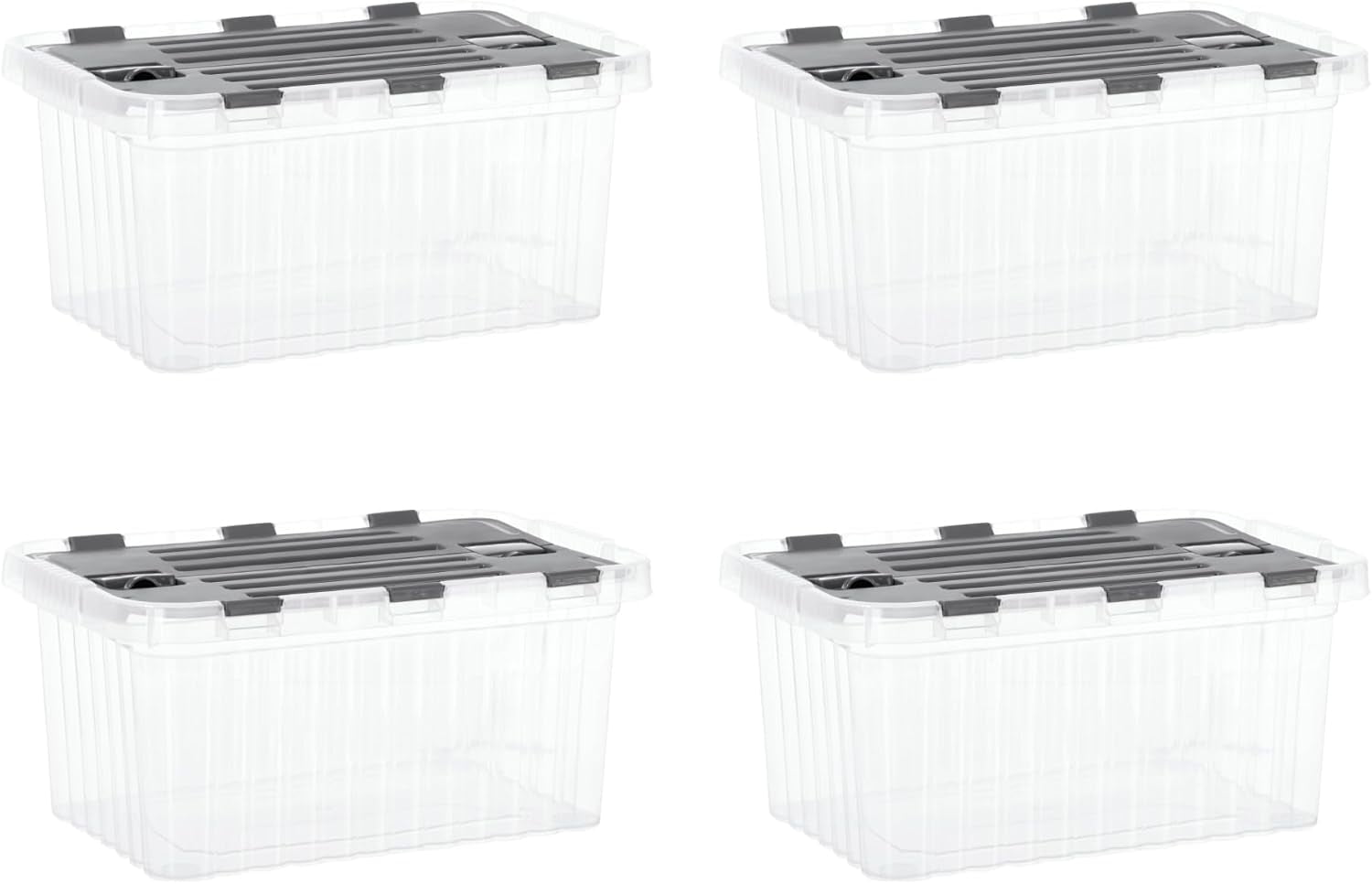 Clear Storage Boxes with Hinged Lids, 10 Quart, Plastic Container Bins ...