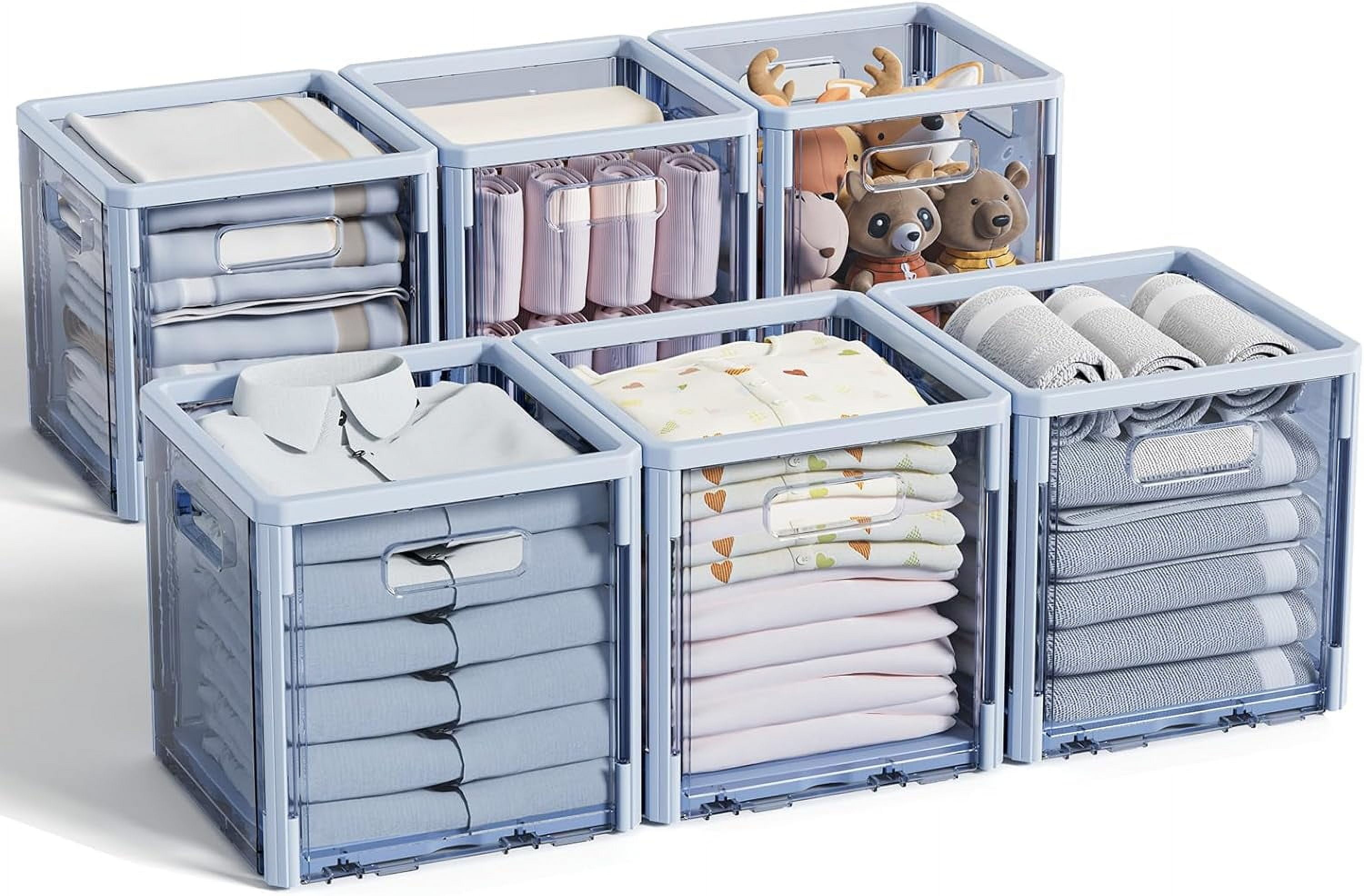 Clear Storage Cube Bins 10.5''x10.5" - 6 Pack Foldable Clothing Cubby ...