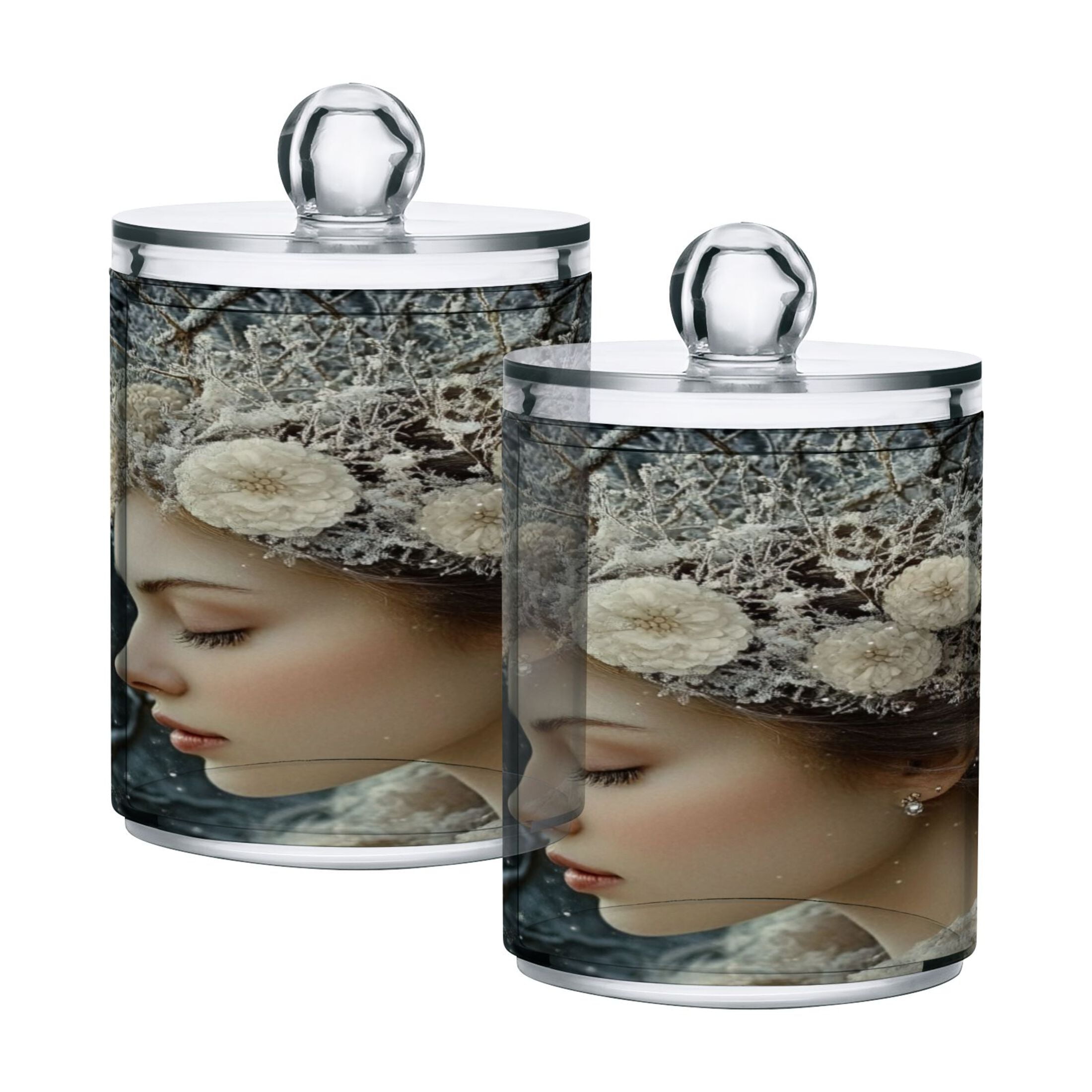 Clear Storage Jar 2.75x 4.13 Inches One Sizex2 Cotton Swabs Cans ...