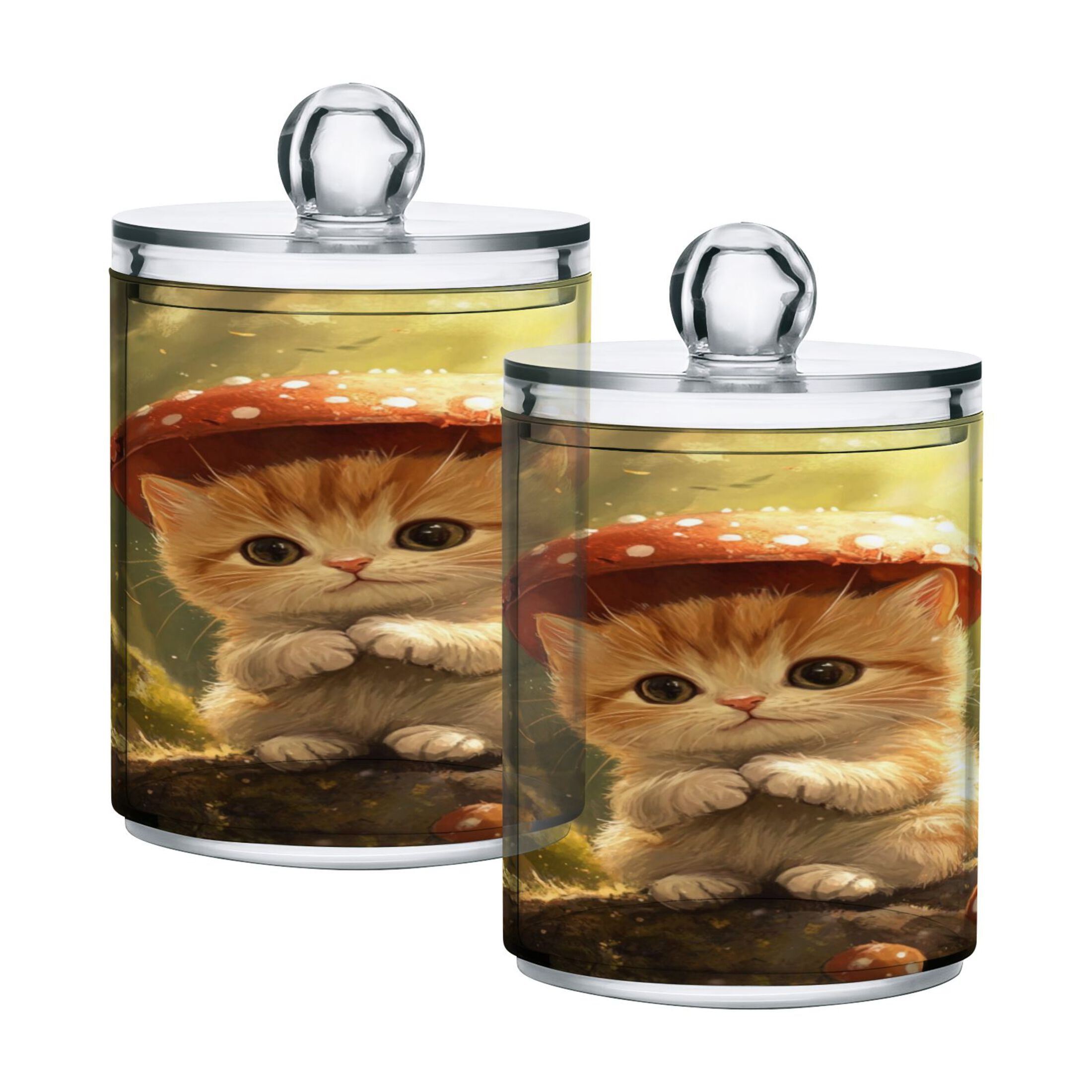 Clear Storage Jar 2.75x 4.13 Inches One Sizex2 Cotton Swabs Cans ...