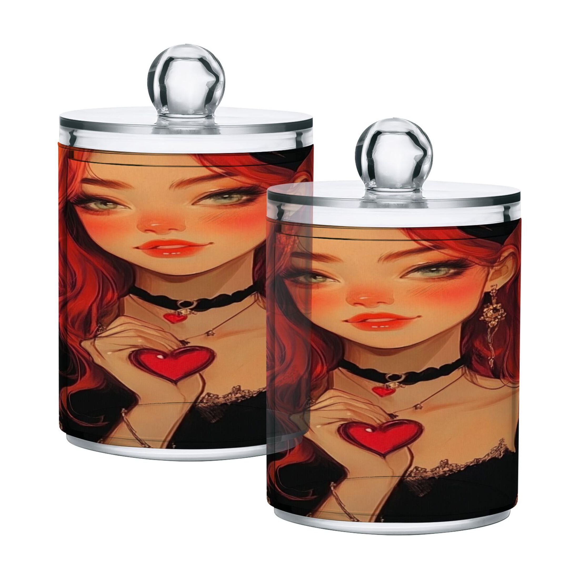 Clear Storage Jar 2.75x 4.13 Inches One Sizex2 Cotton Swabs Cans ...